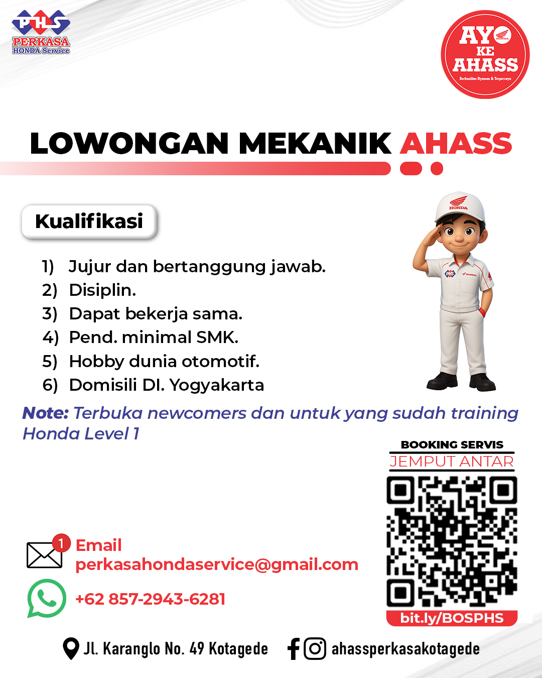 Lowongan Kerja Mekanik di Ahass Perkasa Honda Service Kotagede ...
