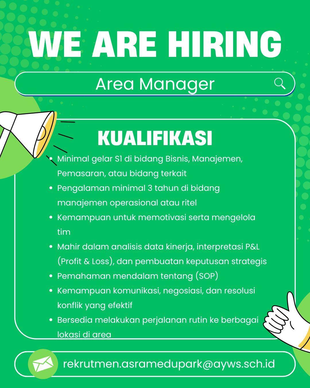 Lowongan Kerja Area Manager - Staff Sales & Event di Asram Edupark ...