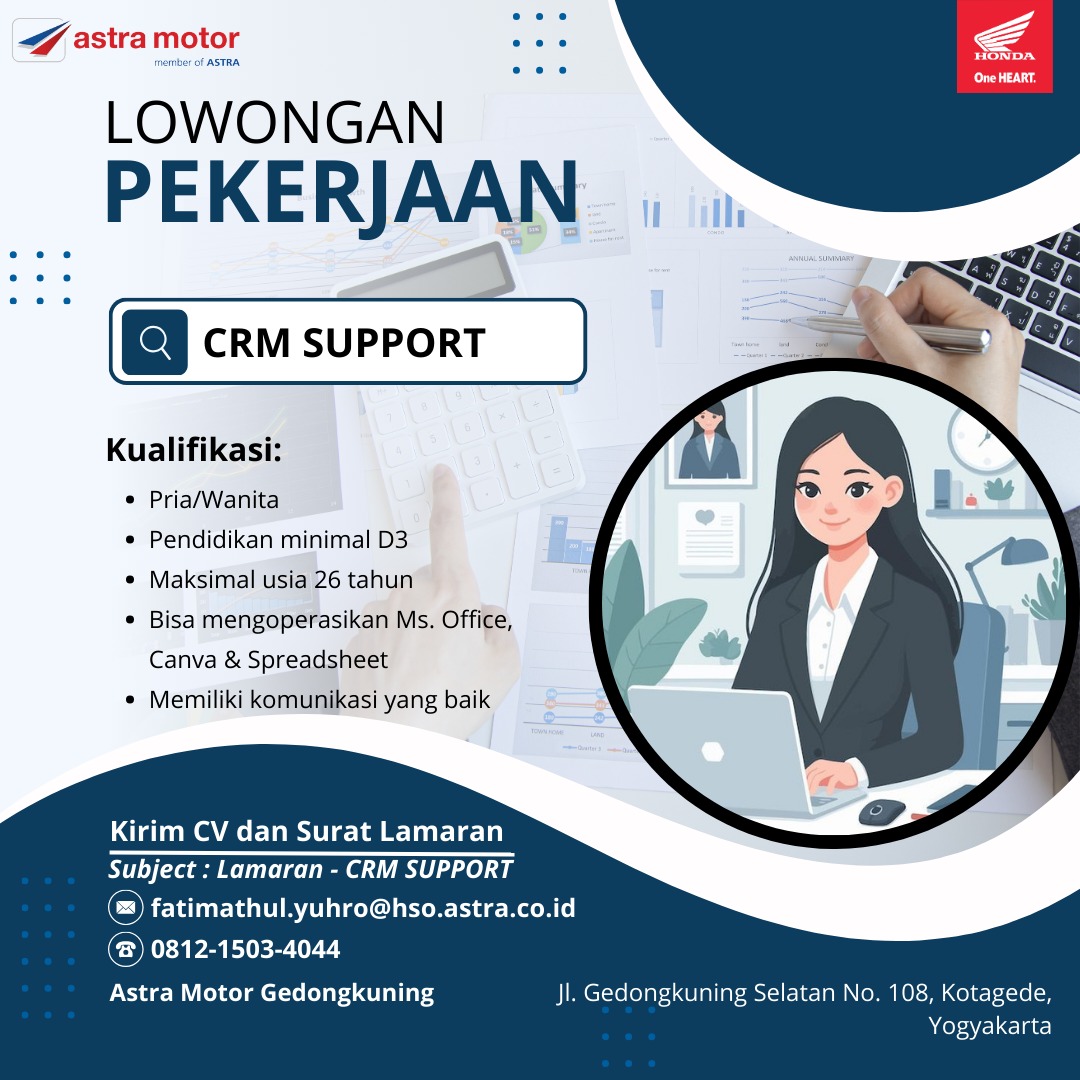 Lowongan Kerja CRM Support di Astra Motor Gedongkuning - LokerJogja.ID