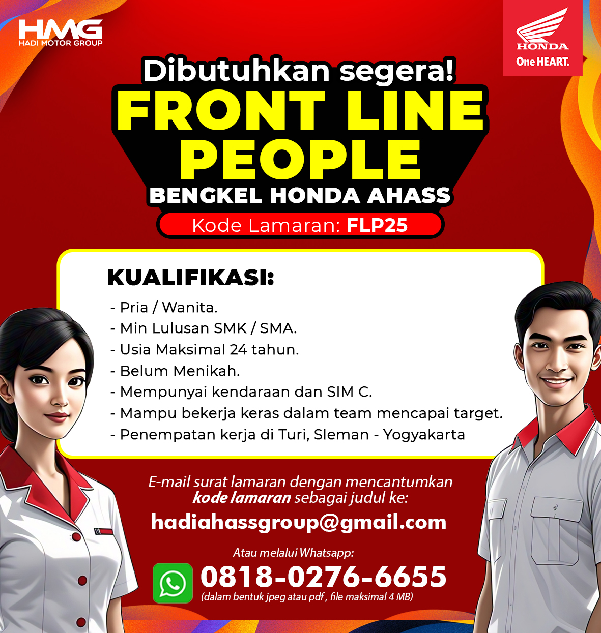 Lowongan Kerja Front Line People di Bengkel Resmi AHASS HONDA ...