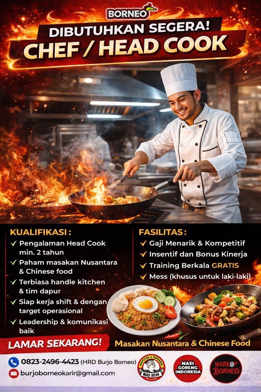 Lowongan Kerja Chef/Head Cook - Supervisor/Manager Outlet - HR Admin ...