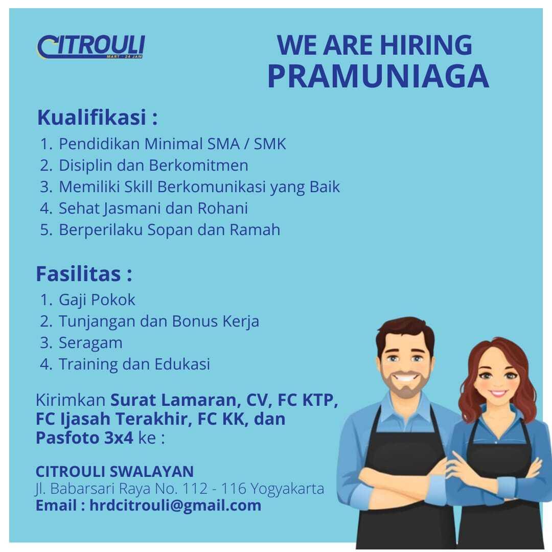 Lowongan Kerja Pramuniaga di Citrouli Swalayan - LokerJogja.ID
