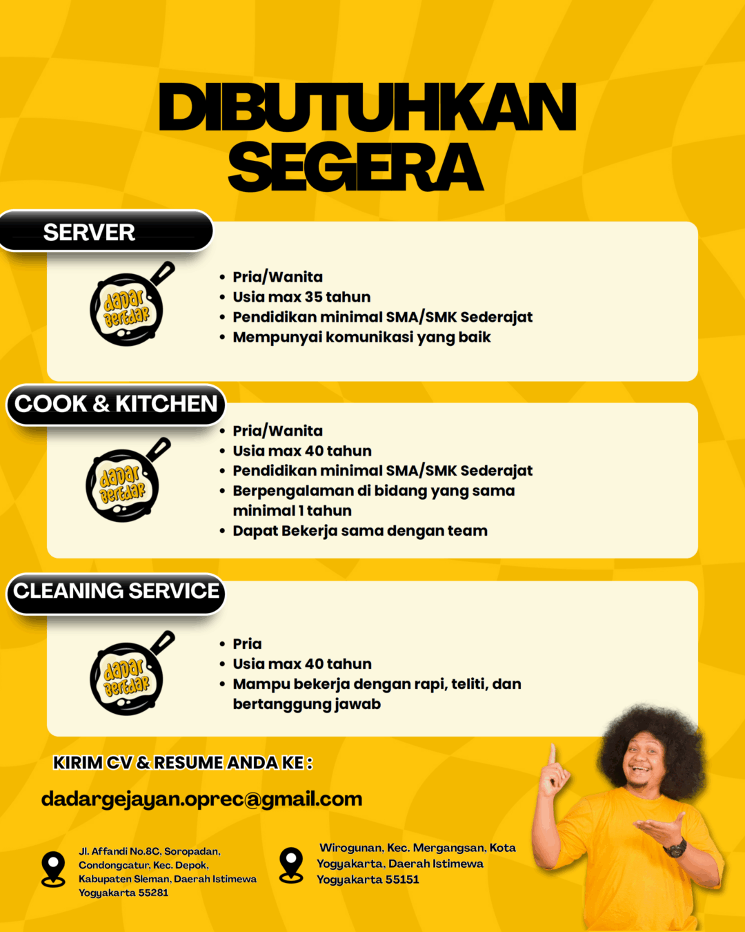 Lowongan Kerja Server - Cook & Kitchen - Cleaning Service di Dadar ...