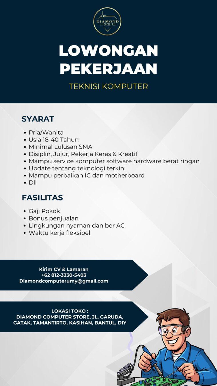Lowongan Kerja Teknisi Komputer & Laptop (Full Time) di Diamond ...