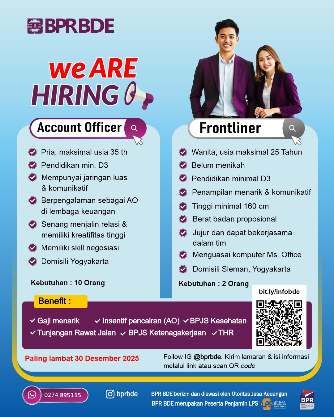 Lowongan Kerja Account Officer - Frontliner di PT. BPR Bhakti Daya ...