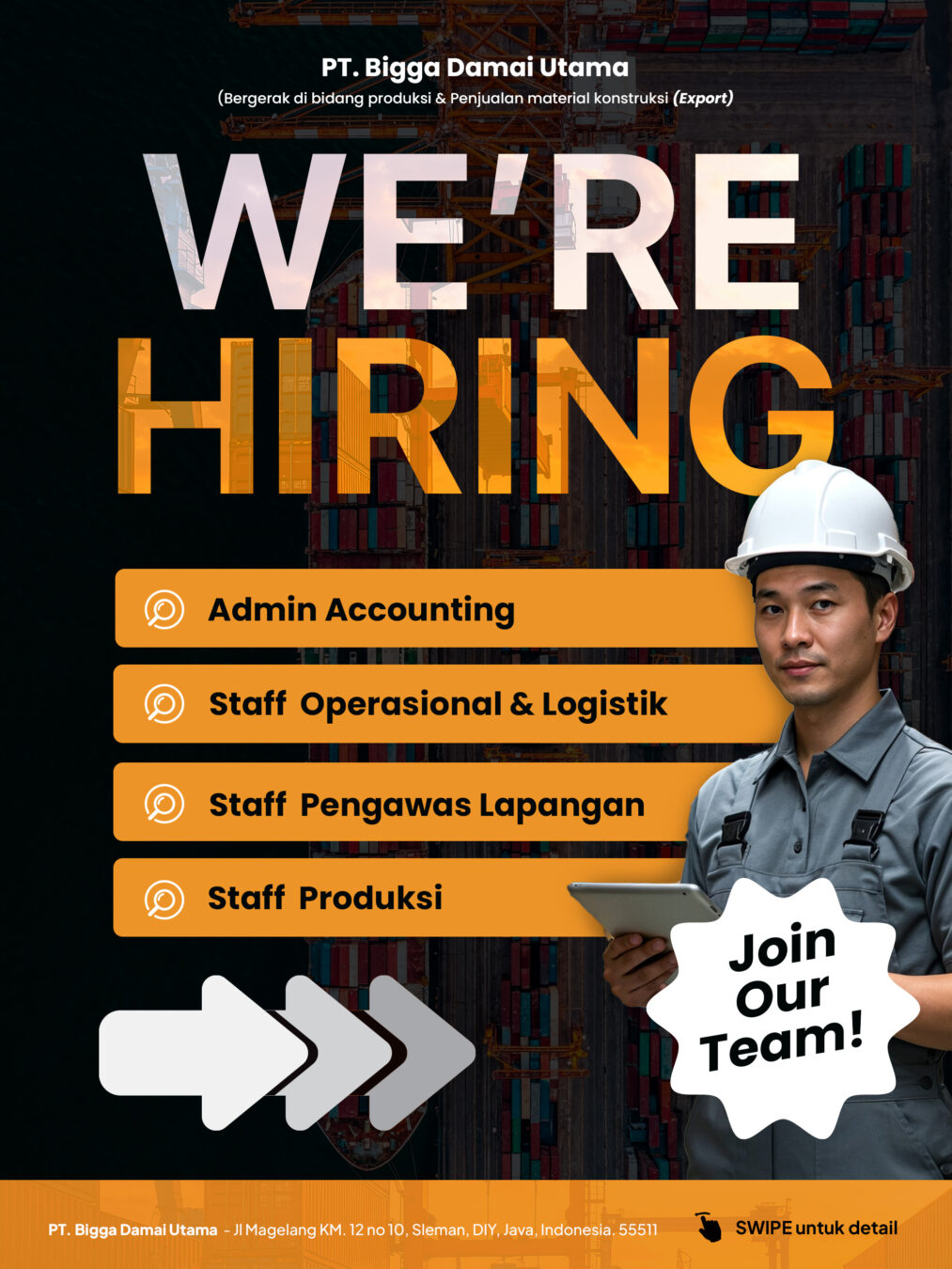Lowongan Kerja Staff Admin Akunting - Staff Operasional & Logistik - Staff Produksi - Pengawas ...