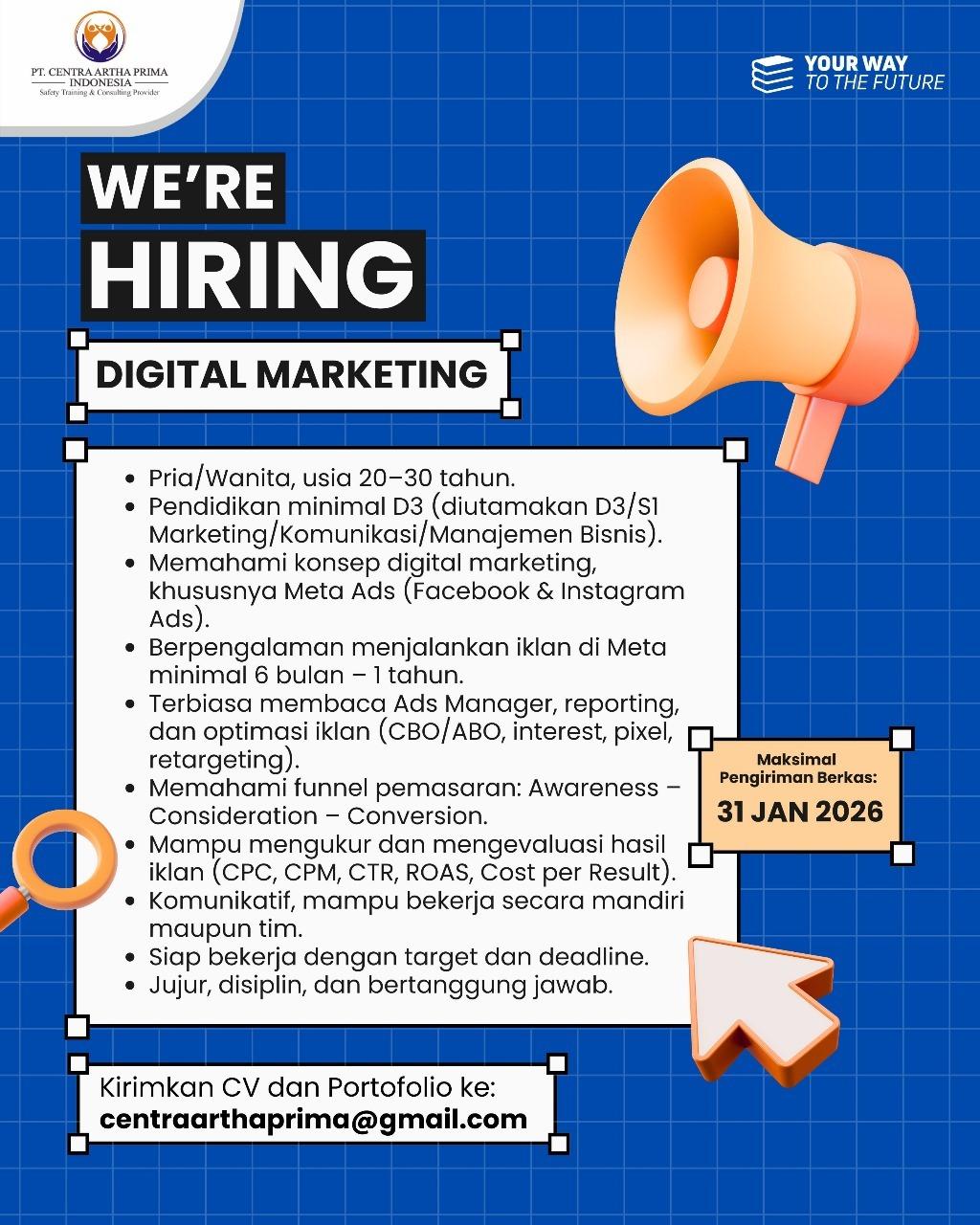 Lowongan Kerja Digital Marketing - Finance di PT. Centra Artha Prima ...