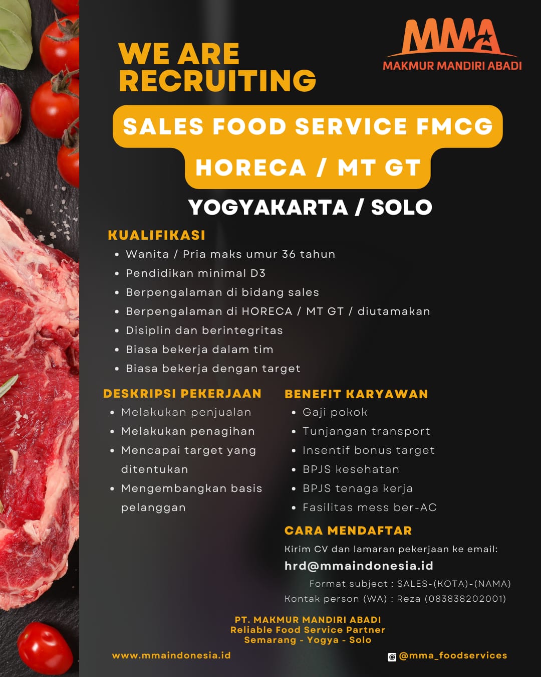 Lowongan Kerja Sales Food Service FMCG HORECA / MT GT di PT. Makmur ...