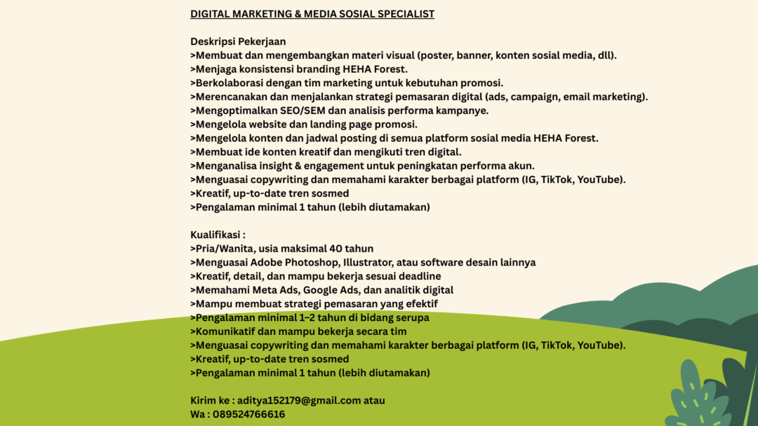 Lowongan Kerja Digital Marketing & Medsos Specialist - Front Office ...