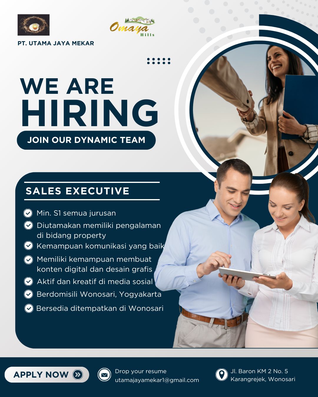 Lowongan Kerja Sales Executive di PT. Utama Jaya Mekar - LokerJogja.ID