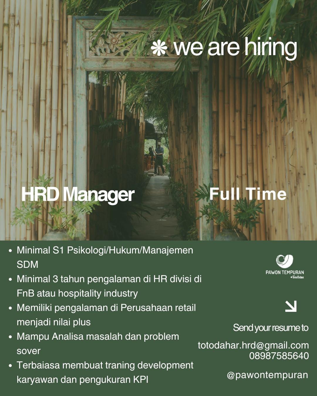 Lowongan Kerja Hrd Manager Hrd Staff Operation Store Manager Fnb