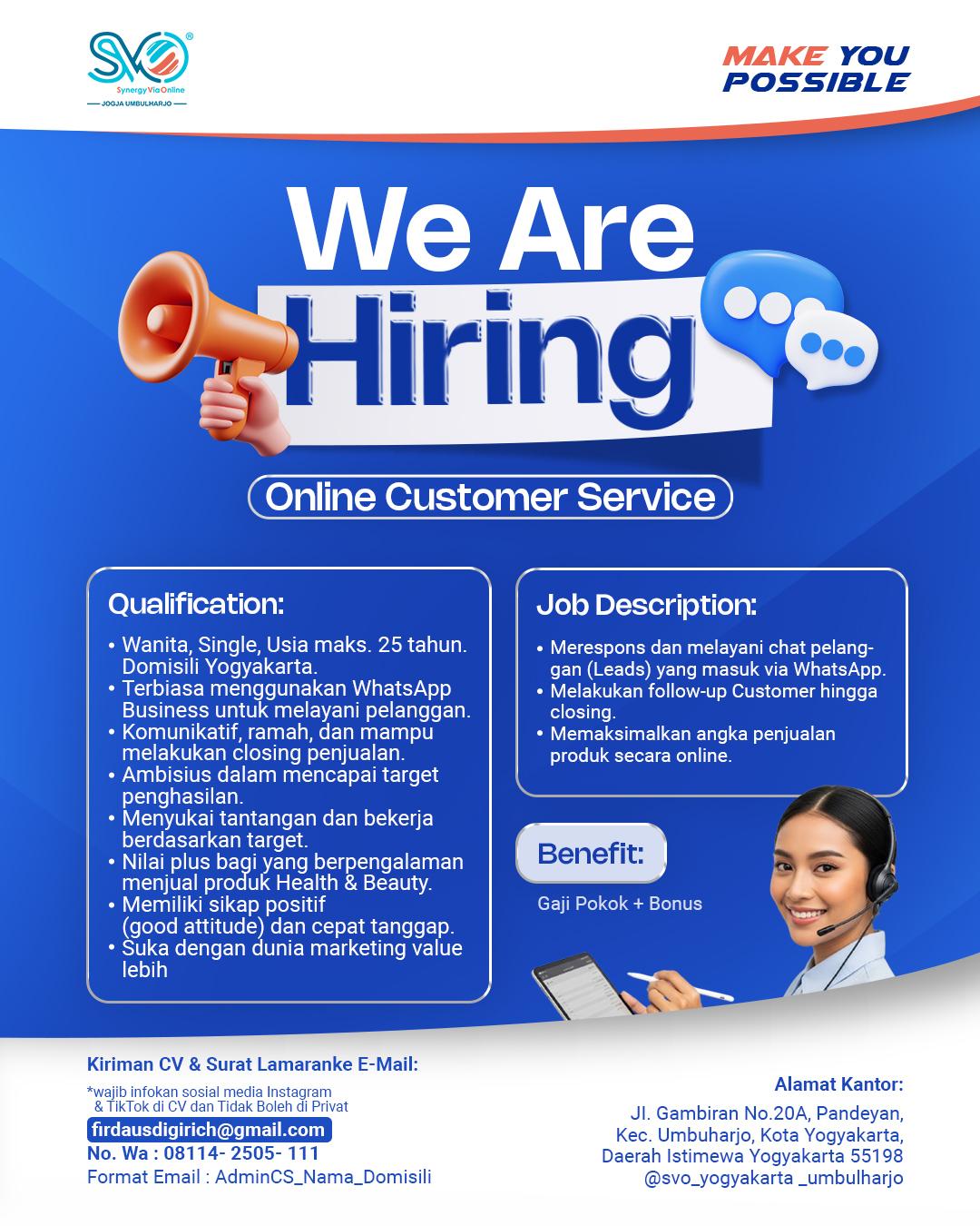 Lowongan Kerja Customer Service Online di SVO Yogyakarta Umbulharjo ...