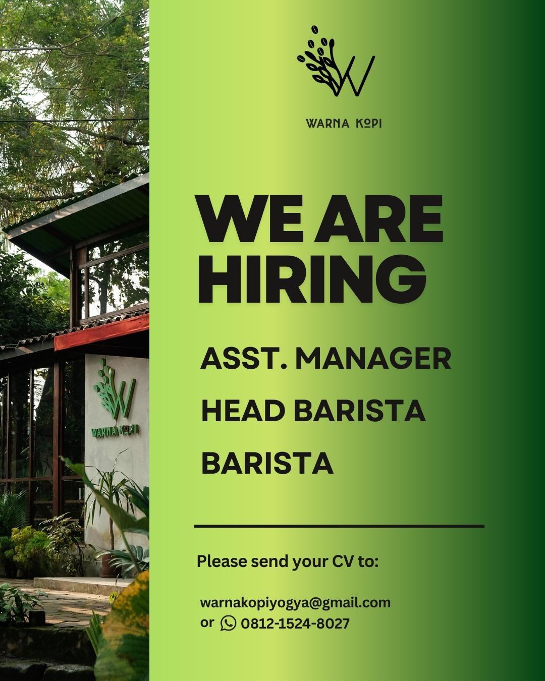 Lowongan Kerja Asst. Manager - Head Barista - Barista di Warna Cafe ...