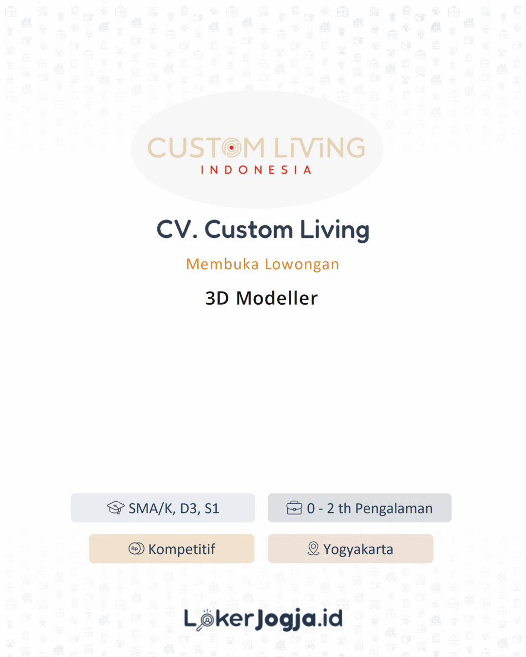Lowongan Kerja 3D Modeller di CV. Custom Living - LokerJogja.ID