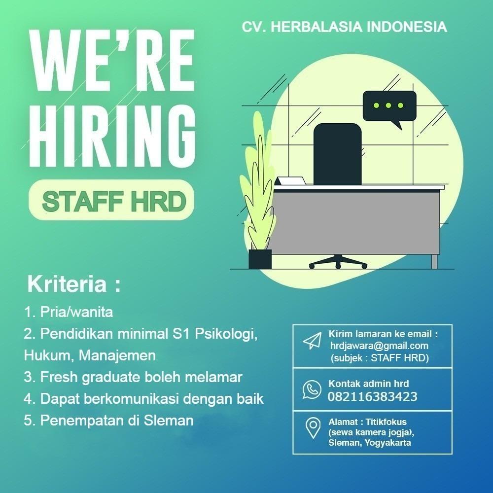 Lowongan Kerja Staff HRD di CV. Herbalasia Indonesia - LokerJogja.ID