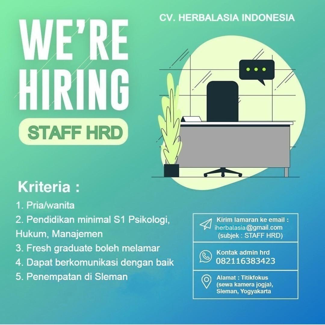 Lowongan Kerja HRD di CV. Herbalasia Indonesia - LokerJogja.ID