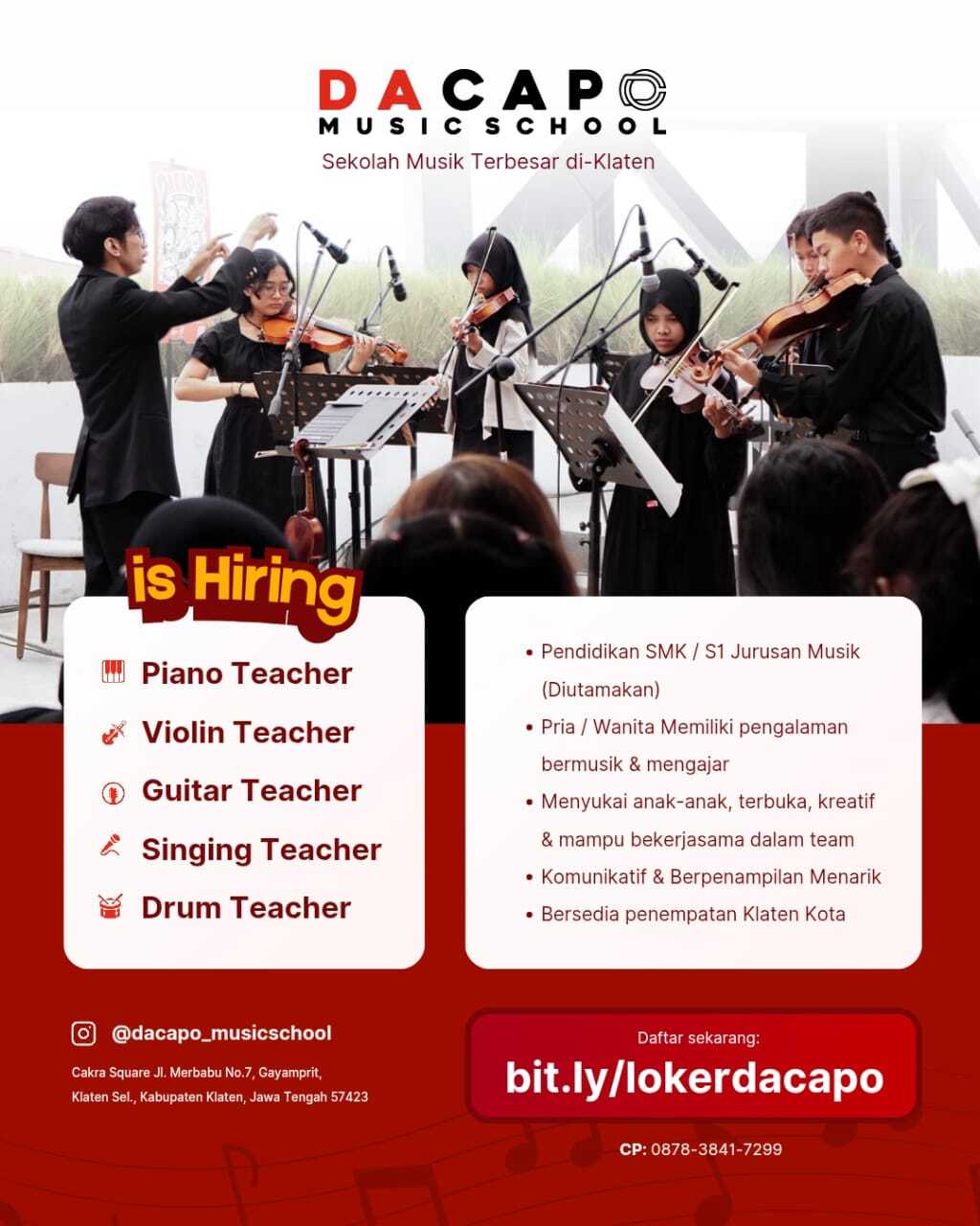 Lowongan Kerja Piano Teacher - Violin Teacher - Guitar Teacher ...