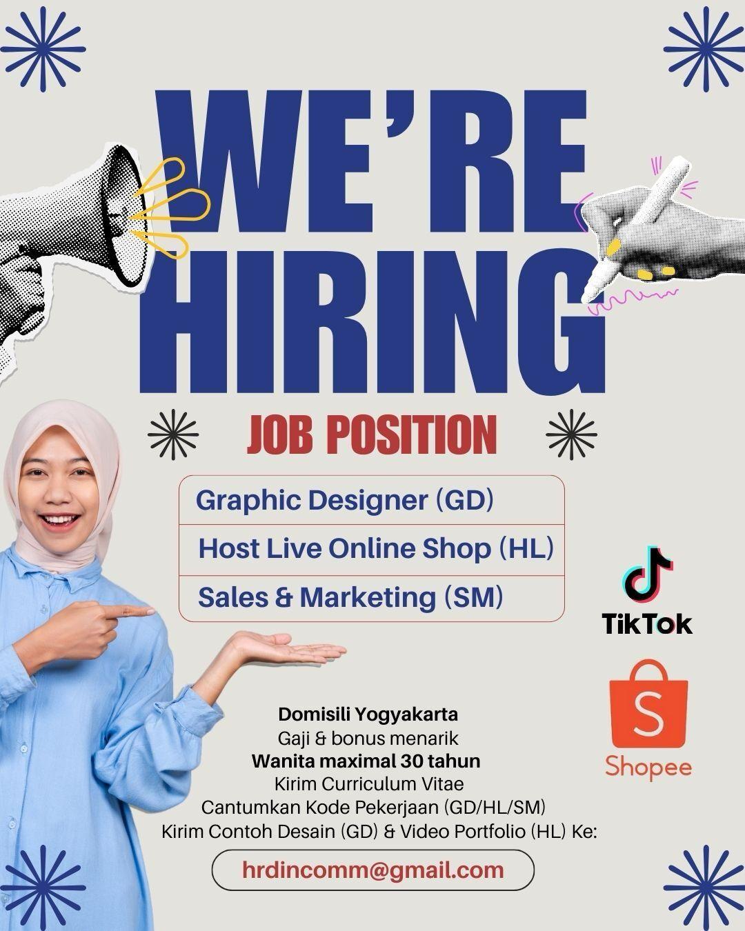 Lowongan Kerja Graphic Designer - Host Live Online Shop - Sales & Marketing di Incomm Creative ...
