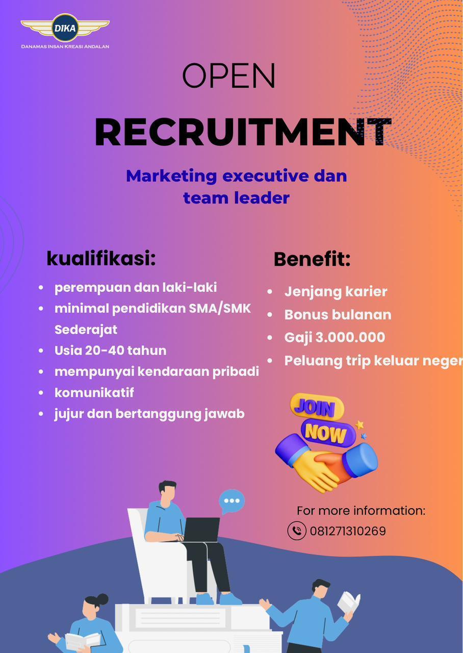 Lowongan Kerja Marketing Executive - Team Leader di PT. DIKA ...