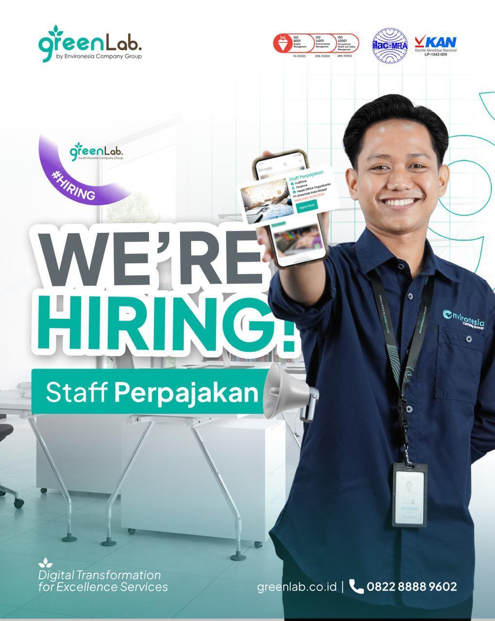 Lowongan Kerja Staff Pajak di PT. Greenlab Indo Global - LokerJogja.ID