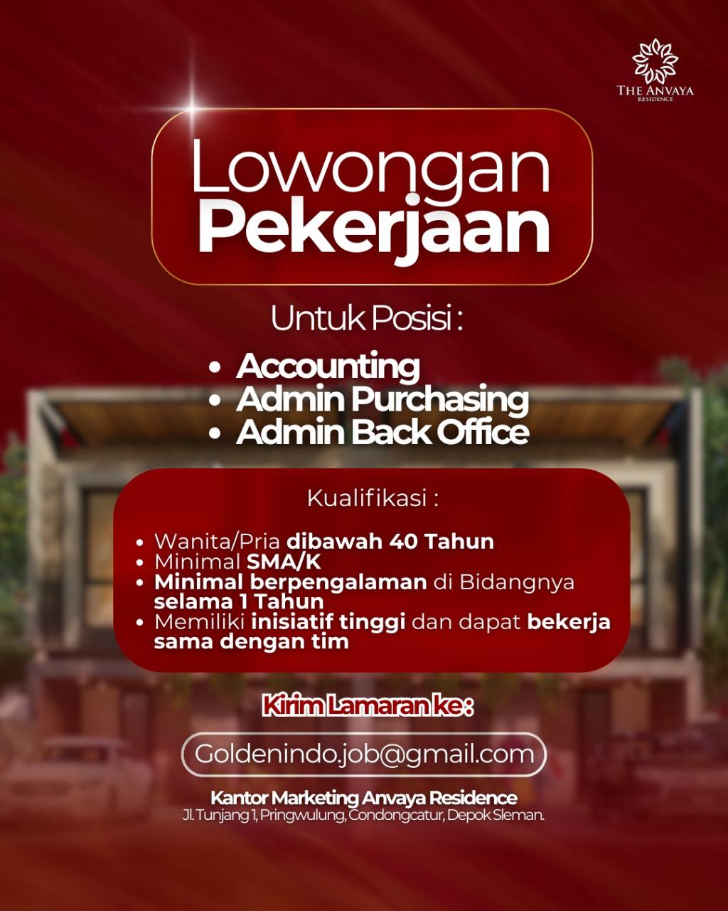 Lowongan Kerja Accounting - Admin Purchasing - Admin Back Office di PT ...