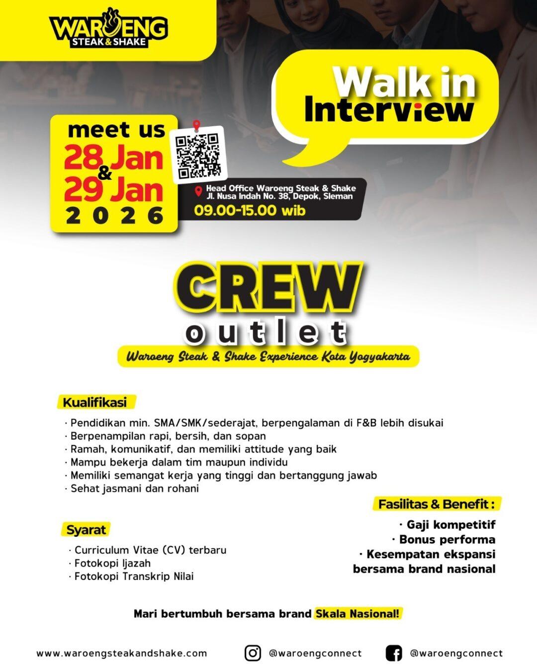 Lowongan Kerja Crew Outlet di PT. Waroeng Steak Indonesia - LokerJogja.ID
