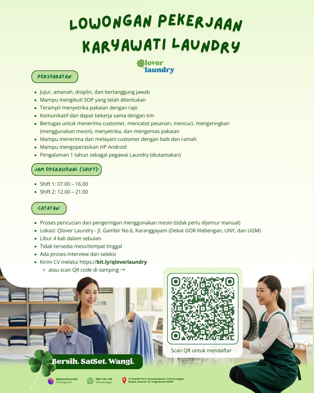 Lowongan Kerja Karyawati Laundry di Qlover Laundry - LokerJogja.ID