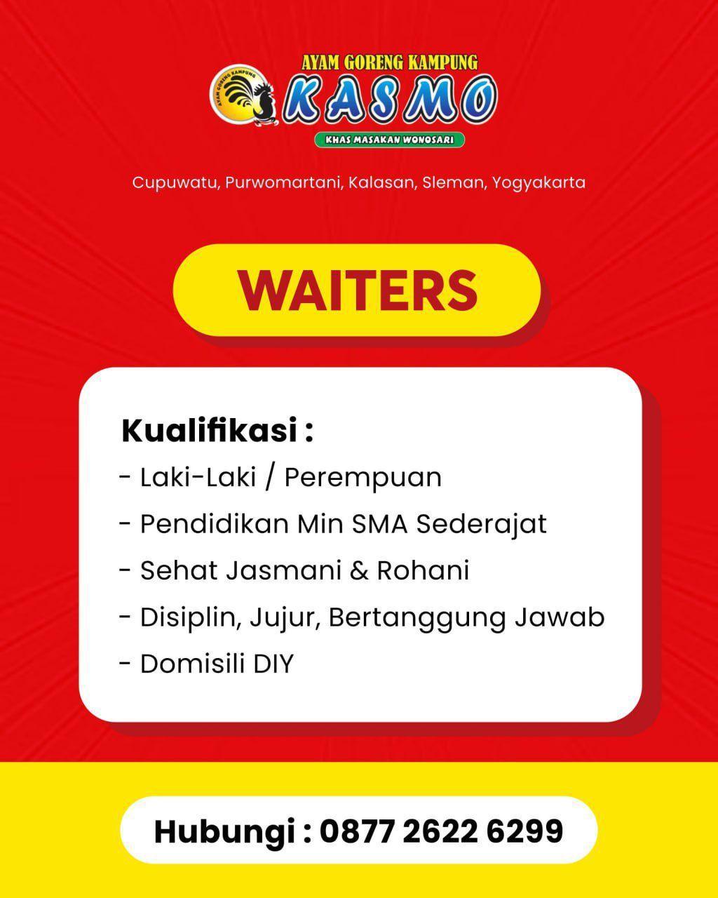 Lowongan Kerja Waiters di Rumah Makan Kasmo - LokerJogja.ID