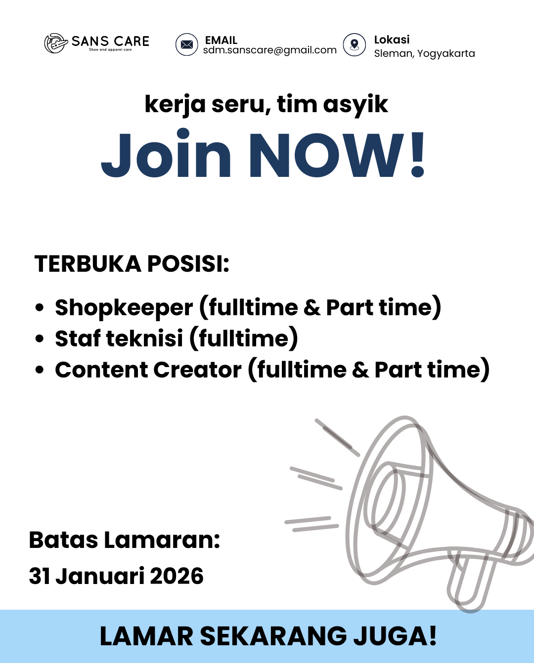 Lowongan Kerja Shopkeeper (Part Time & Full Time) - Teknisi (Full Time ...