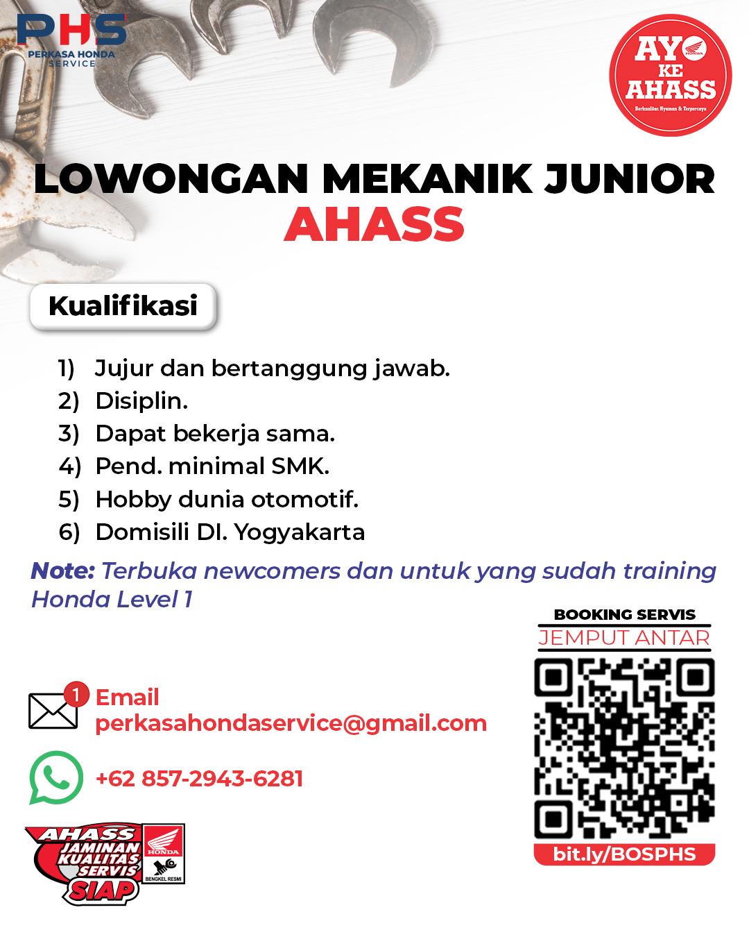 Lowongan Kerja Mekanik Junior di Ahass Perkasa Honda Service Kotagede ...