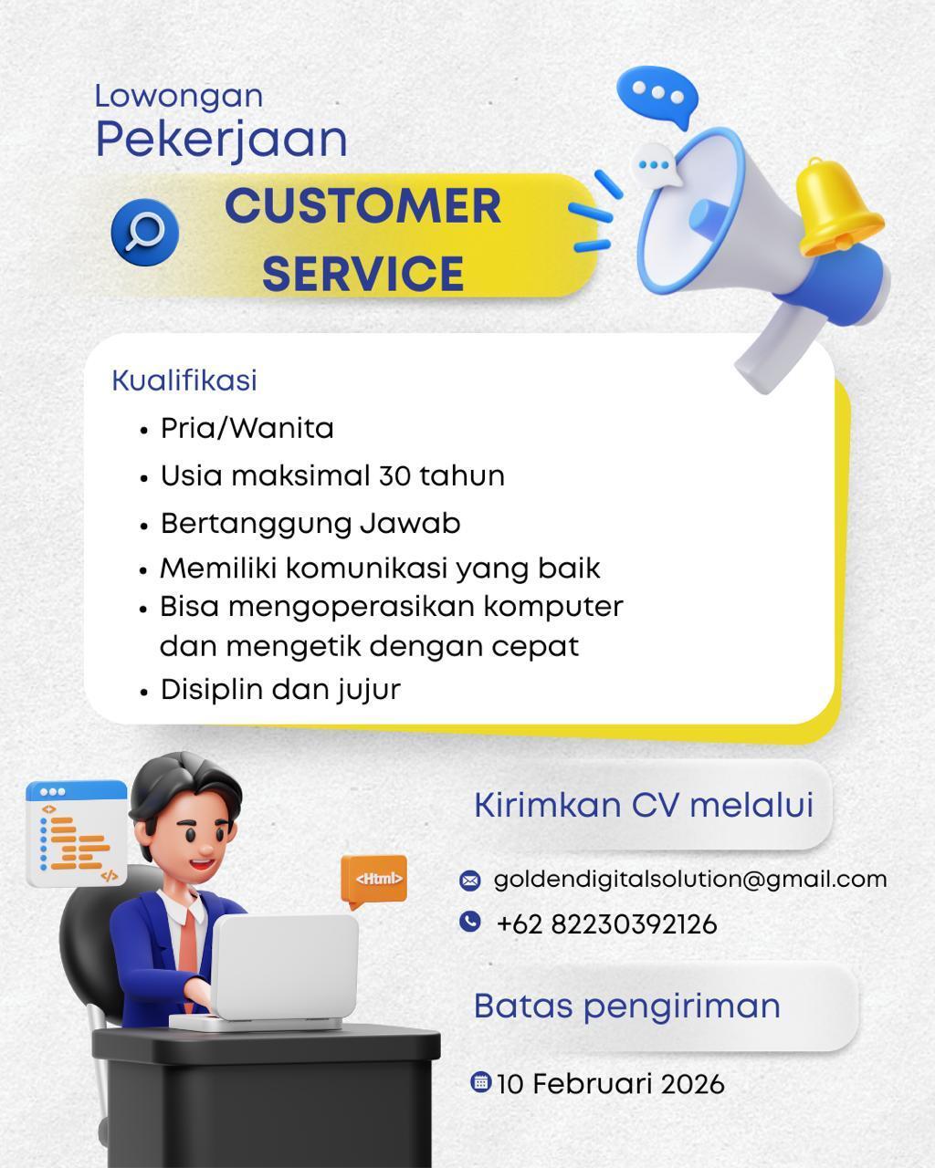 Lowongan Kerja Customer Service di Golden Digital Solution - LokerJogja.ID