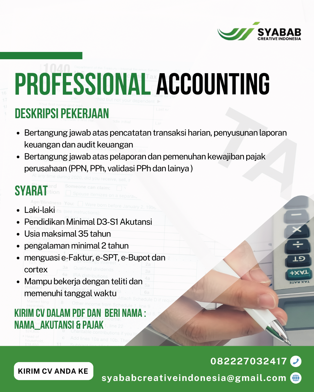 Lowongan Kerja Professional Accounting di PT. Syabab Creative Indonesia ...