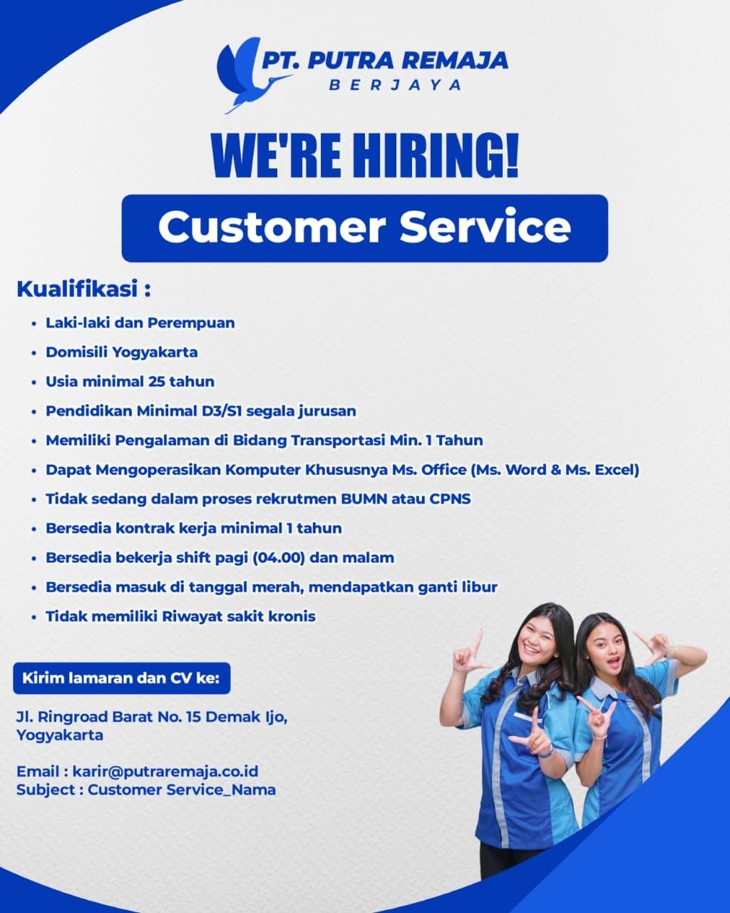 Lowongan Kerja Customer Service di PT. Putra Remaja Berjaya (Putra ...