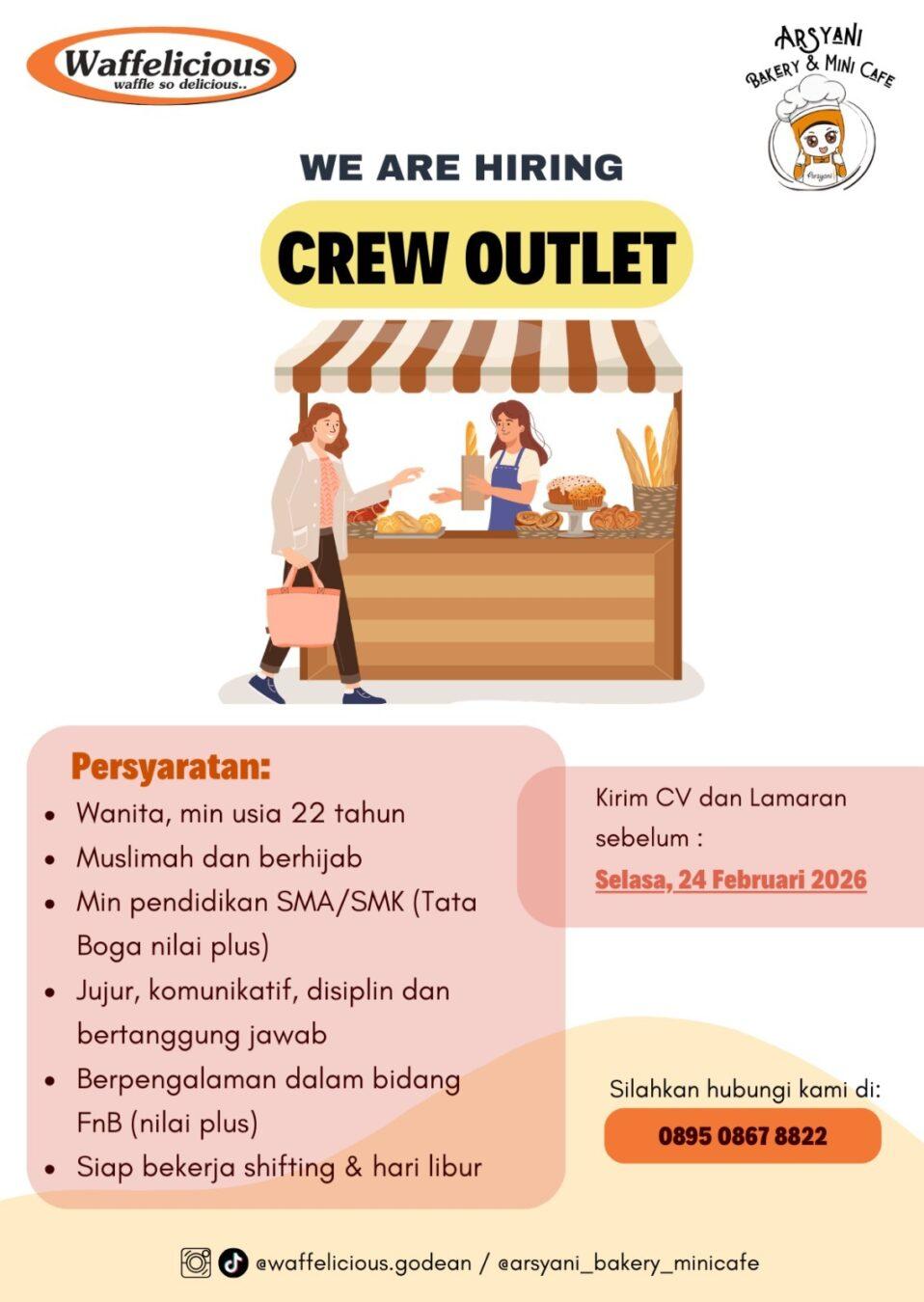 Lowongan Kerja Crew Outlet di Waffelicious & Arsyani Bakery - LokerJogja.ID