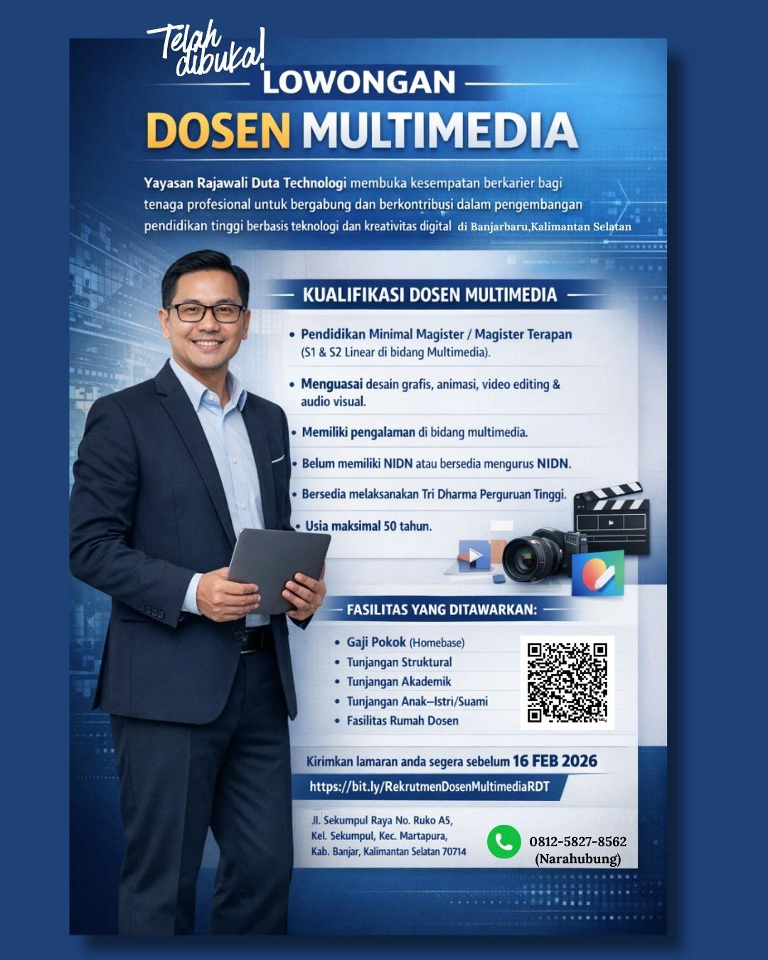 Lowongan Kerja Dosen Multimedia di Yayasan Rajawali Duta Technologi ...
