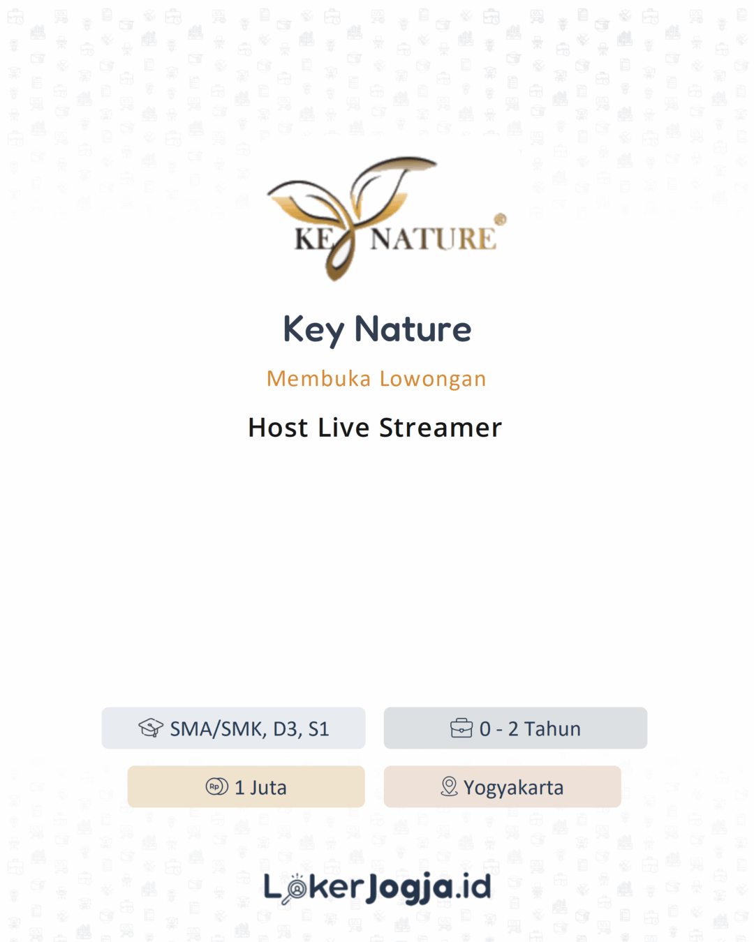 Lowongan Kerja Host Live Streamer di Key Nature - LokerJogja.ID