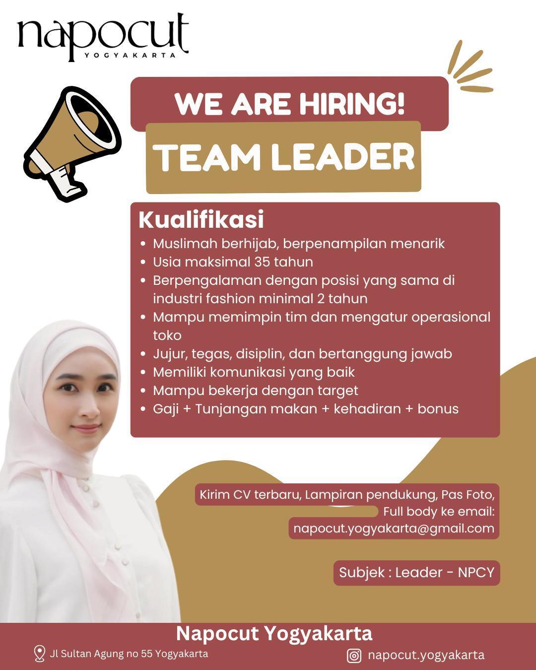 Lowongan Kerja Team Leader - Sales Assistant & Cashier di Napocut ...