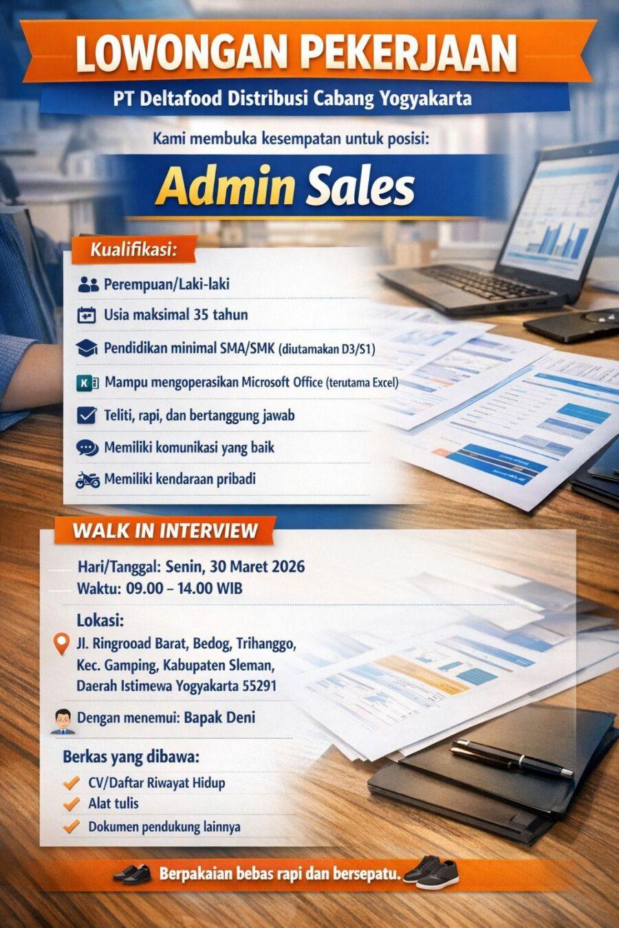 Lowongan Kerja Admin Sales di PT. Deltafood Distribusi - LokerJogja.ID