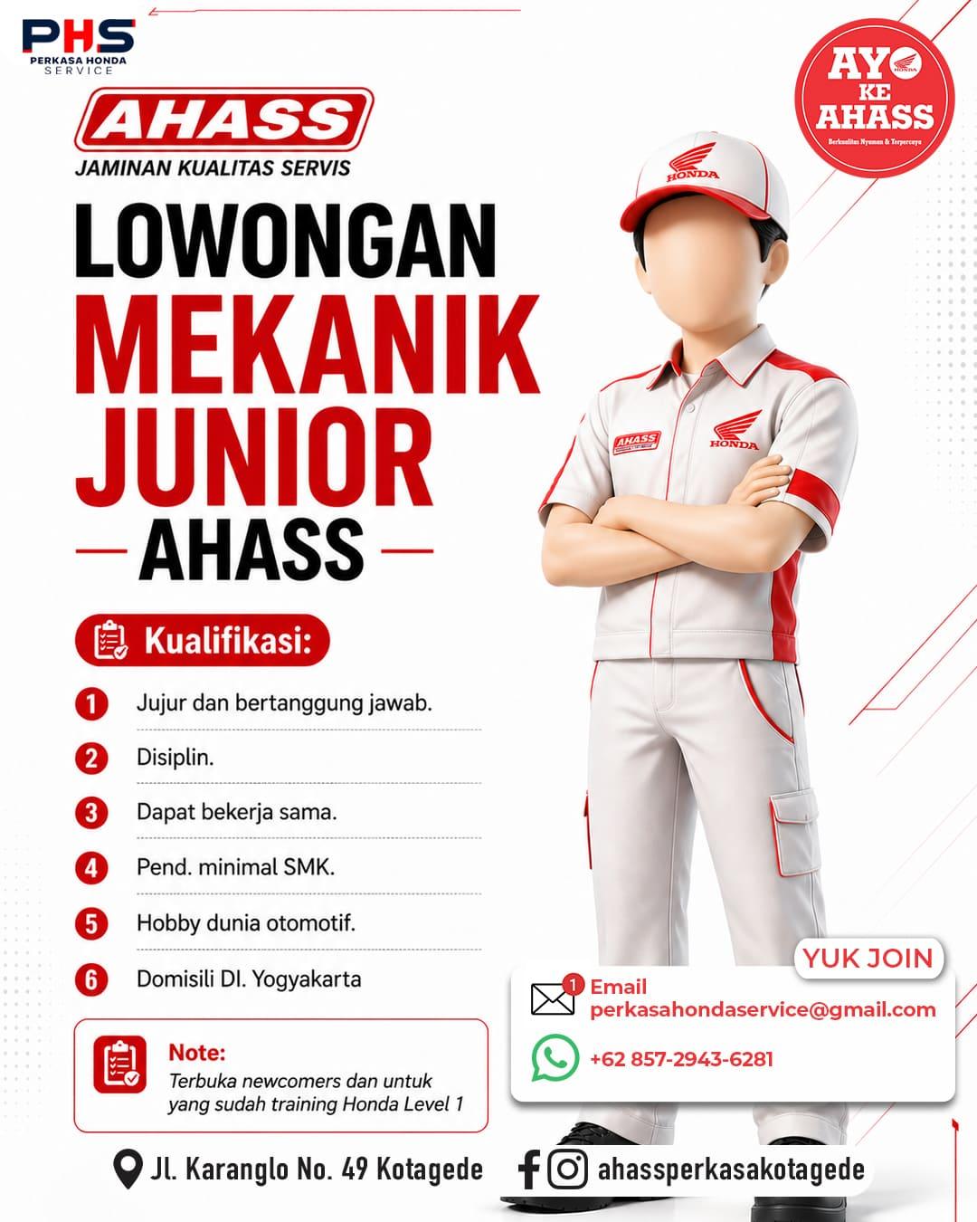Lowongan Kerja Mekanik Junior di Ahass Perkasa Honda Service Kotagede ...