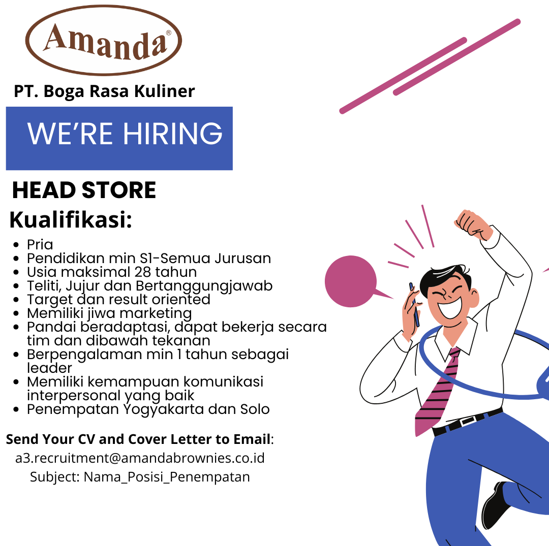 Lowongan Kerja Head Store di Amanda Brownies - LokerJogja.ID