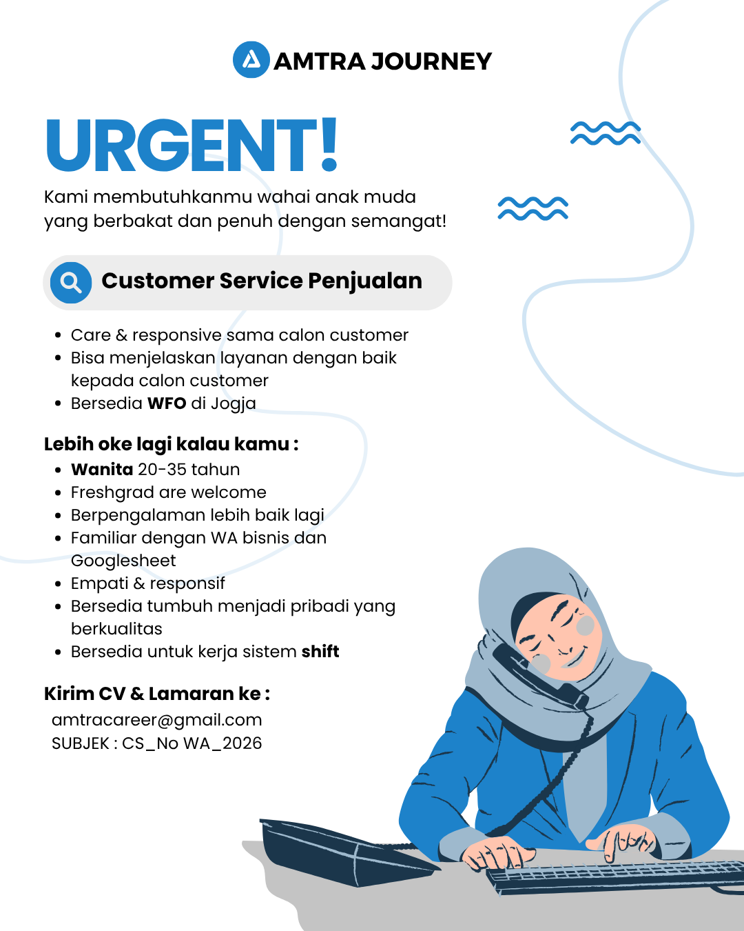 Lowongan Kerja Customer Service Penjualan di Amtra Journey - LokerJogja.ID