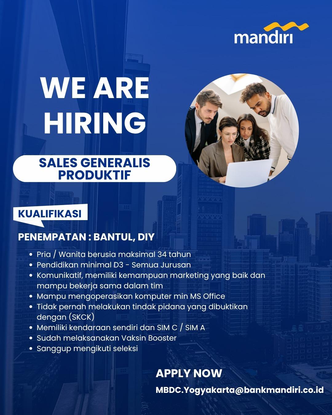 Lowongan Kerja Sales Generalis Produktif Perbankan di Bank Mandiri ...