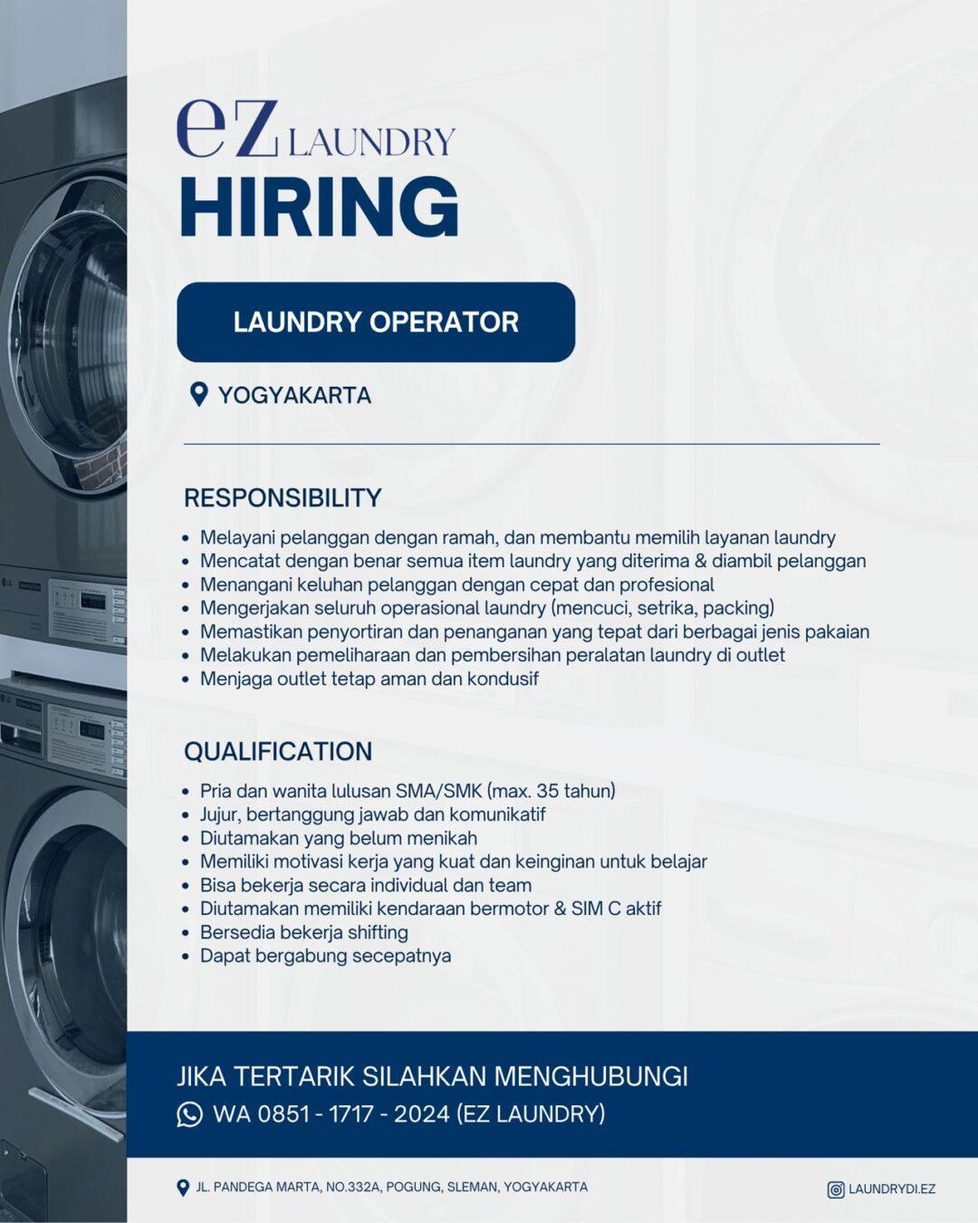 Lowongan Kerja Laundry Operator Full Time - Laundry Operator Part Time ...