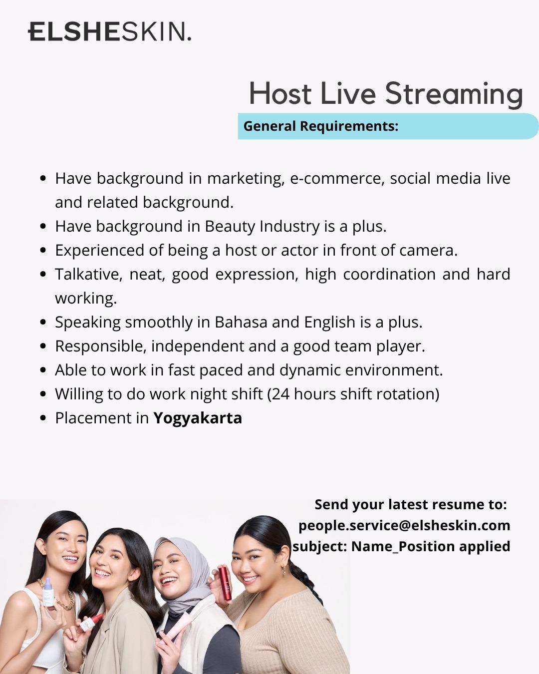 Lowongan Kerja Host Live Streaming - Finance Admin - Sales Marketplace ...