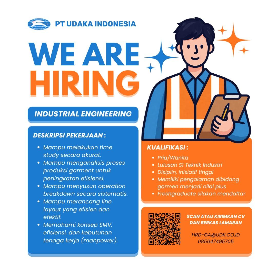 Lowongan Kerja Industrial Engineering di PT. Udaka Indonesia ...