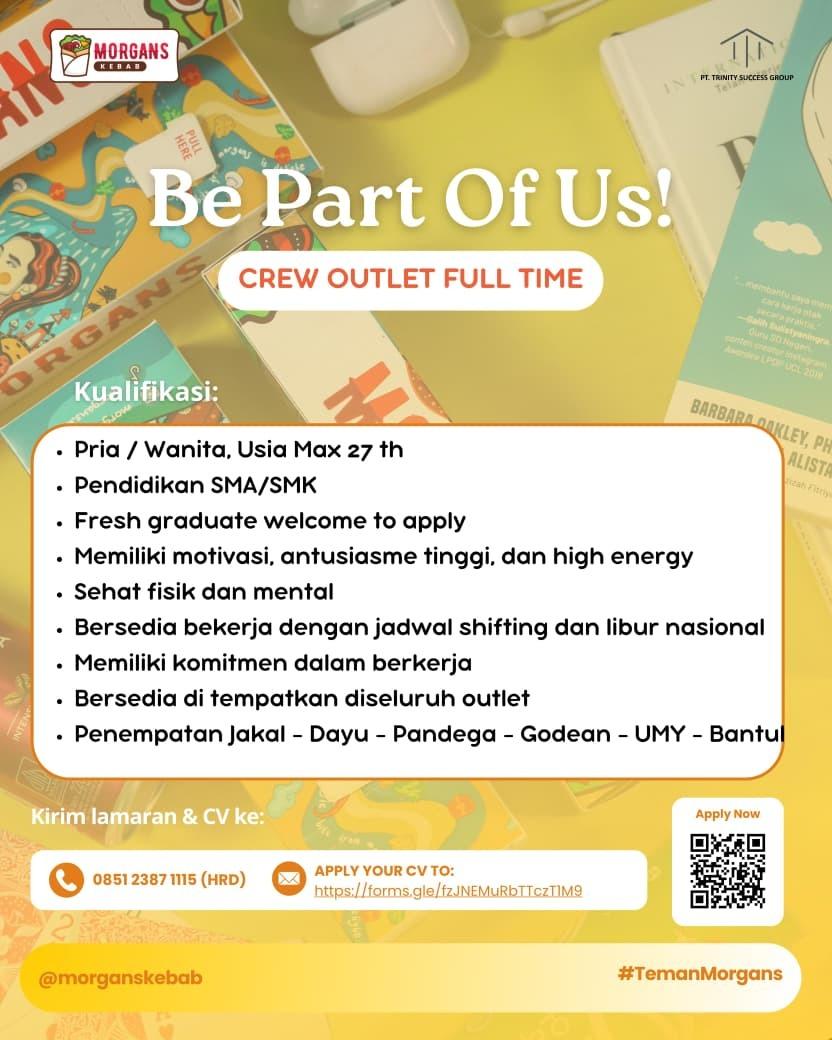 Lowongan Kerja Crew Outlet di PT. Trinity Success Group (Morgans Kebab ...