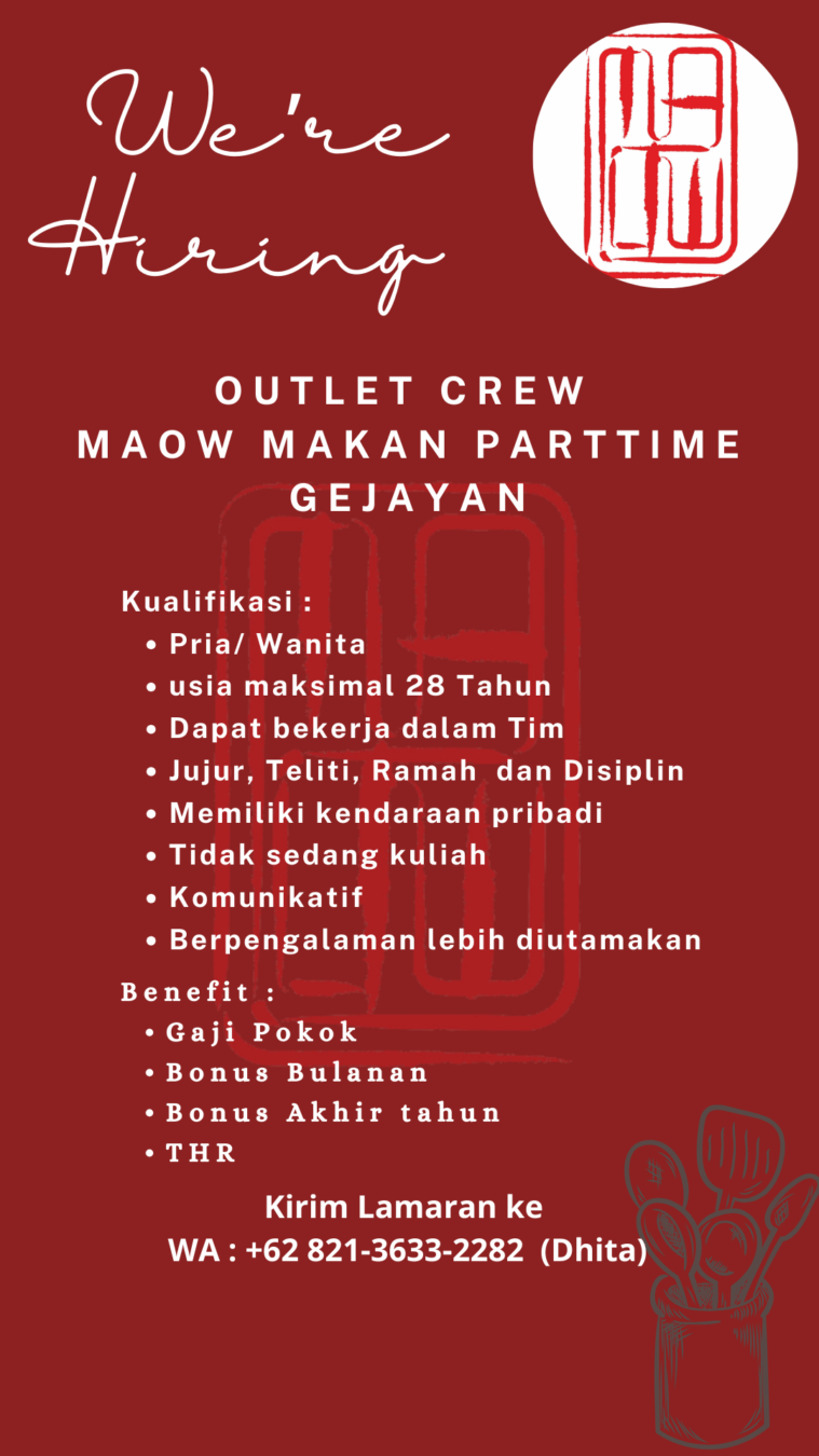 Lowongan Kerja Outlet Crew di Maow Makan - LokerJogja.ID