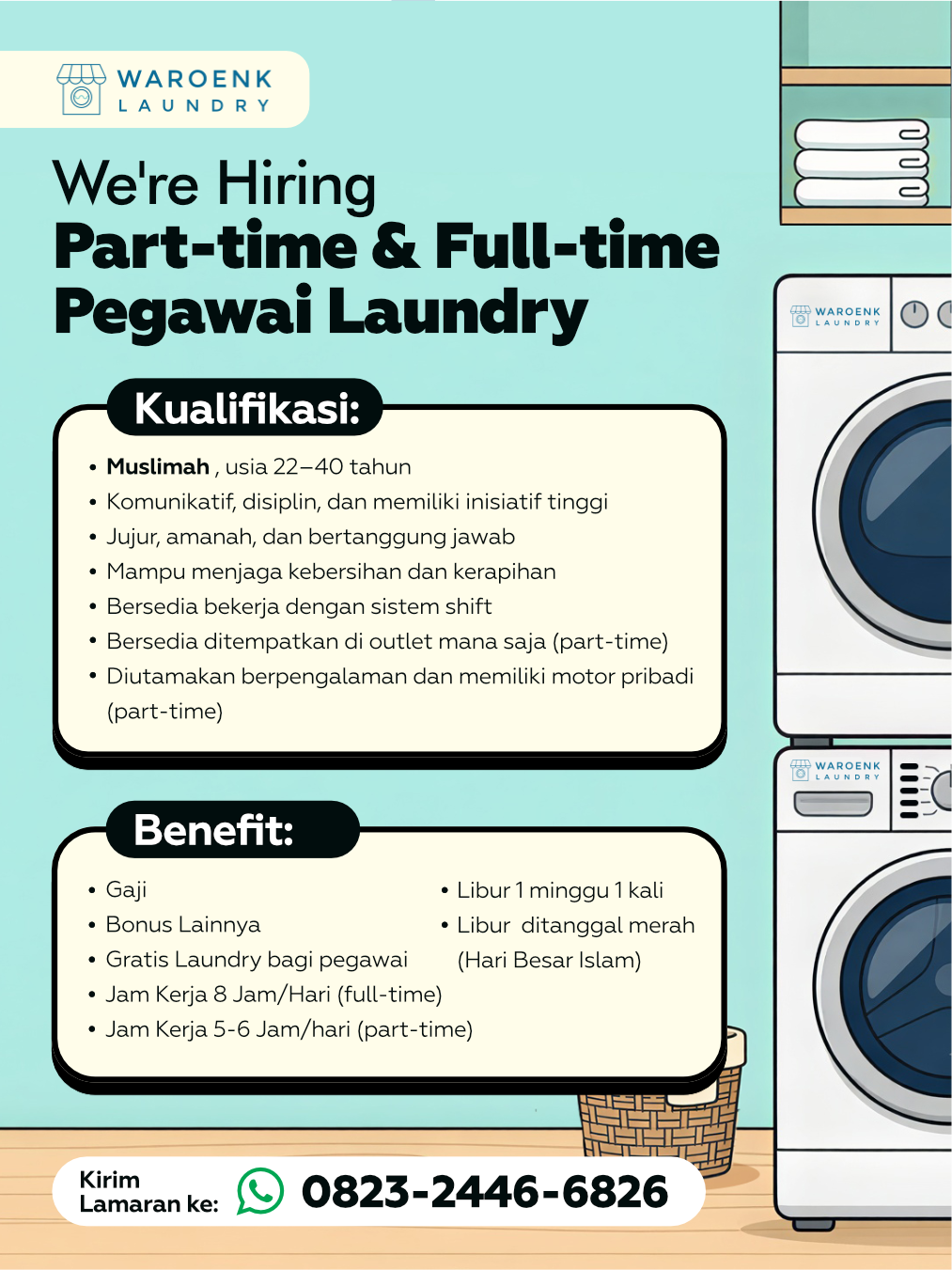 Lowongan Kerja Part Time & Full Time Pegawai Laundry (Waroenk Laundry ...