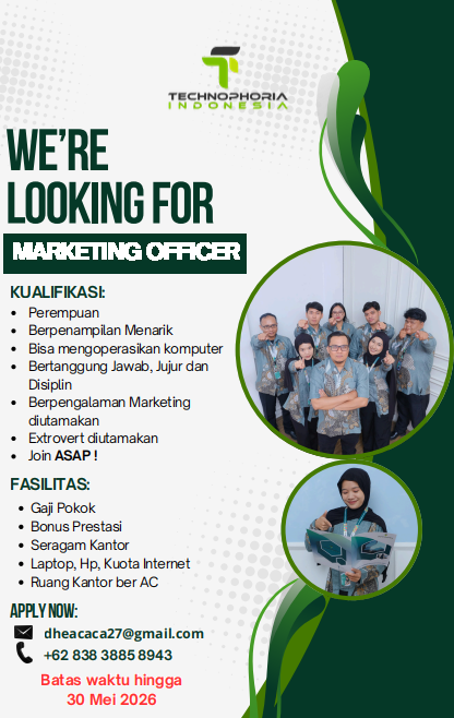 Lowongan Kerja Marketing Officer di Technophoria Training (Technophoria ...