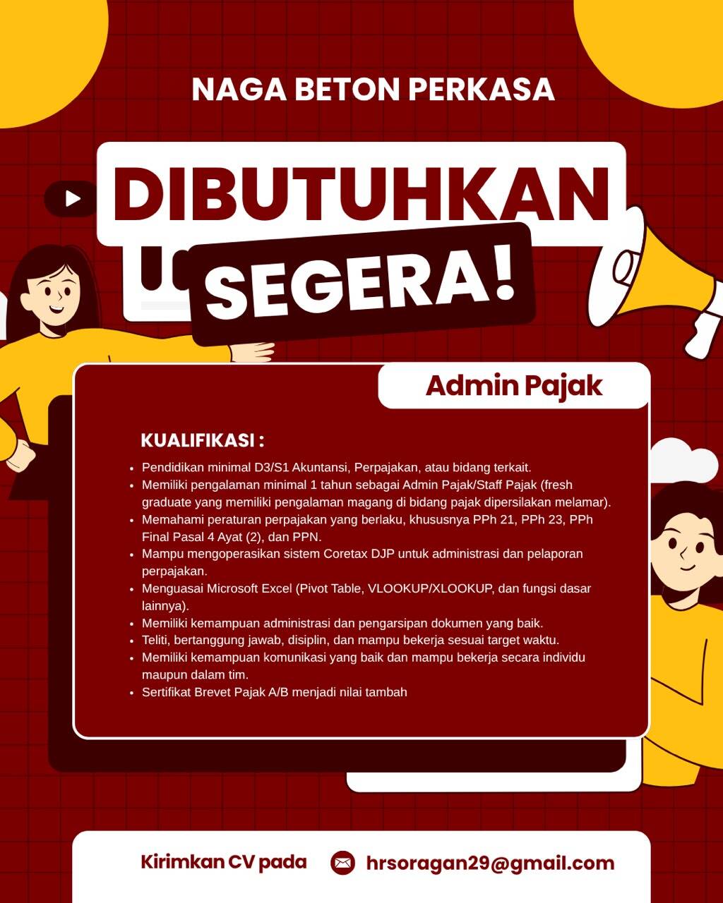 Lowongan Kerja Admin Pajak di PT. Naga Beton Perkasa - LokerJogja.ID
